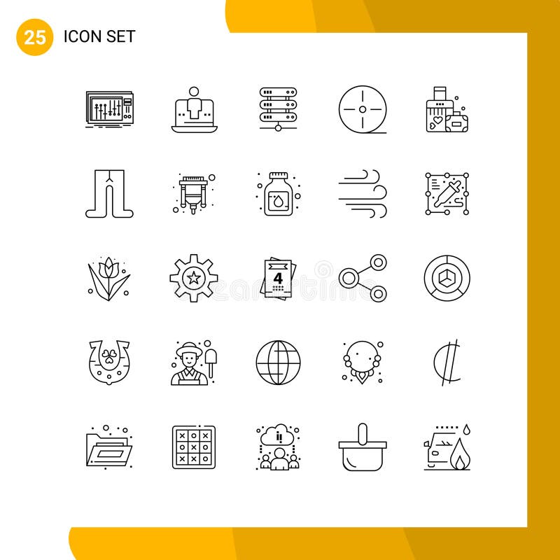 Mobile Interface Line Set of 25 Pictograms of Technology, Film ...