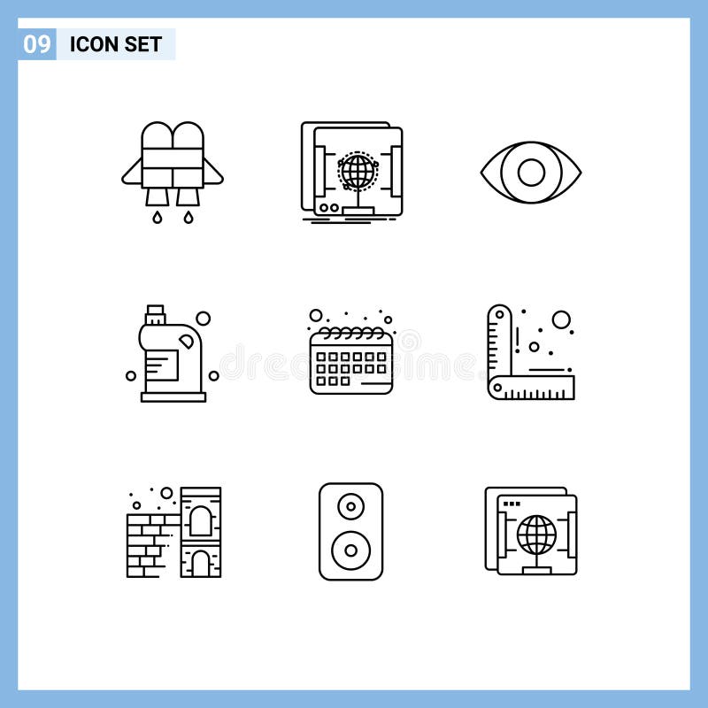 Set of 9 Modern UI Icons Symbols Signs for Design, Calendar, Panorama ...