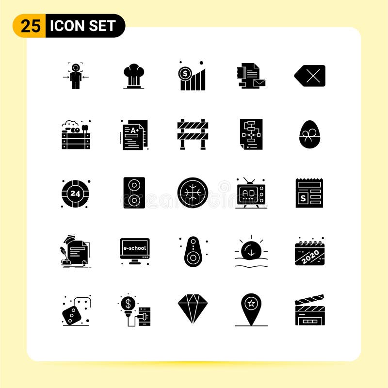 Mobile Interface Solid Glyph Set of 25 Pictograms of Company, Brand ...