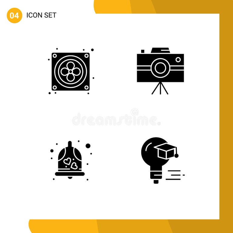 Mobile Interface Solid Glyph Set of 4 Pictograms of Computer, Wedding ...