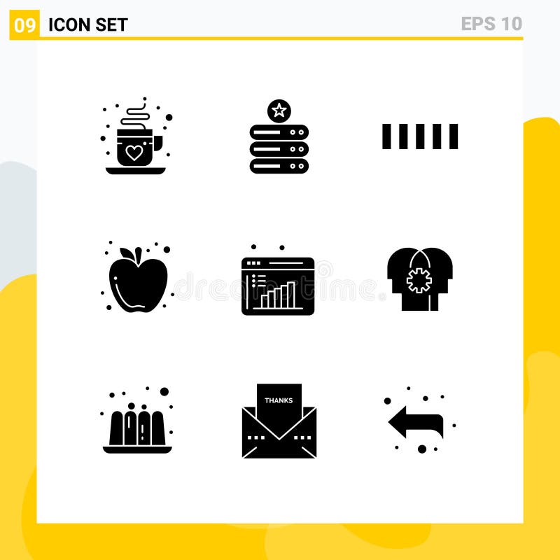 Mobile Interface Solid Glyph Set of 9 Pictograms of Data Computation ...