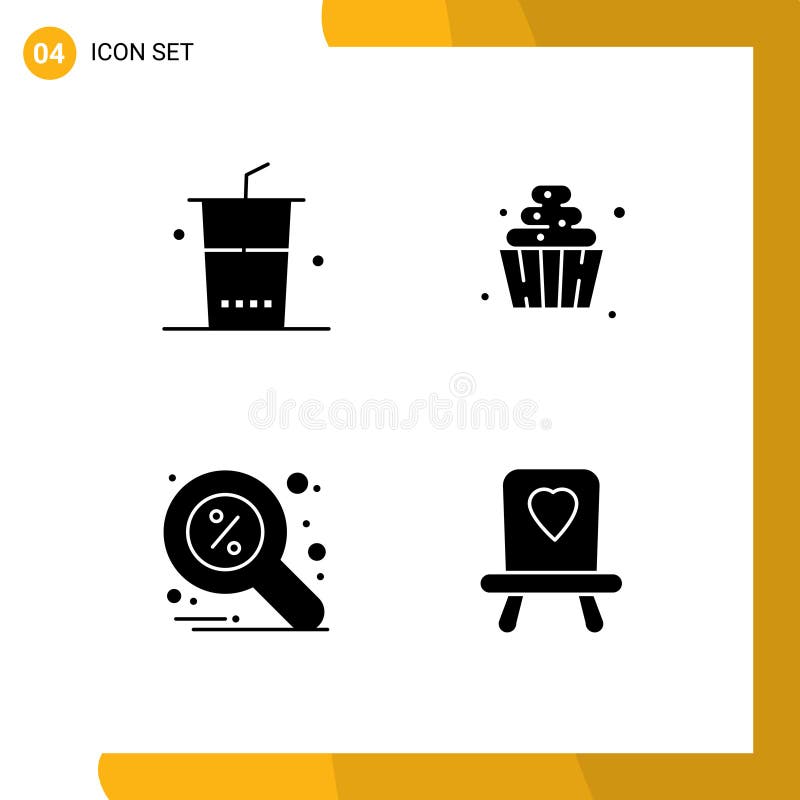 Mobile Interface Solid Glyph Set of 4 Pictograms of Drinks, Find ...