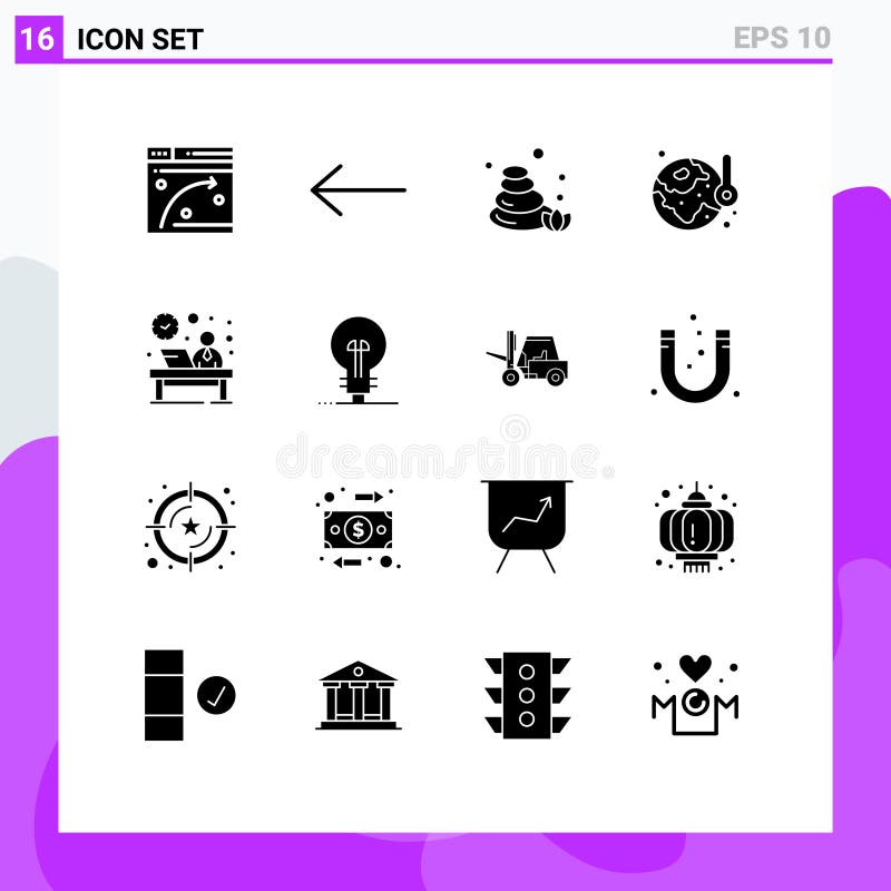 Mobile Interface Solid Glyph Set of 16 Pictograms of Hour, Front ...