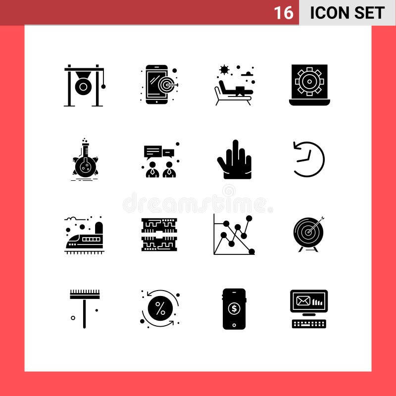 Mobile Interface Solid Glyph Set of 16 Pictograms of Laboratory ...