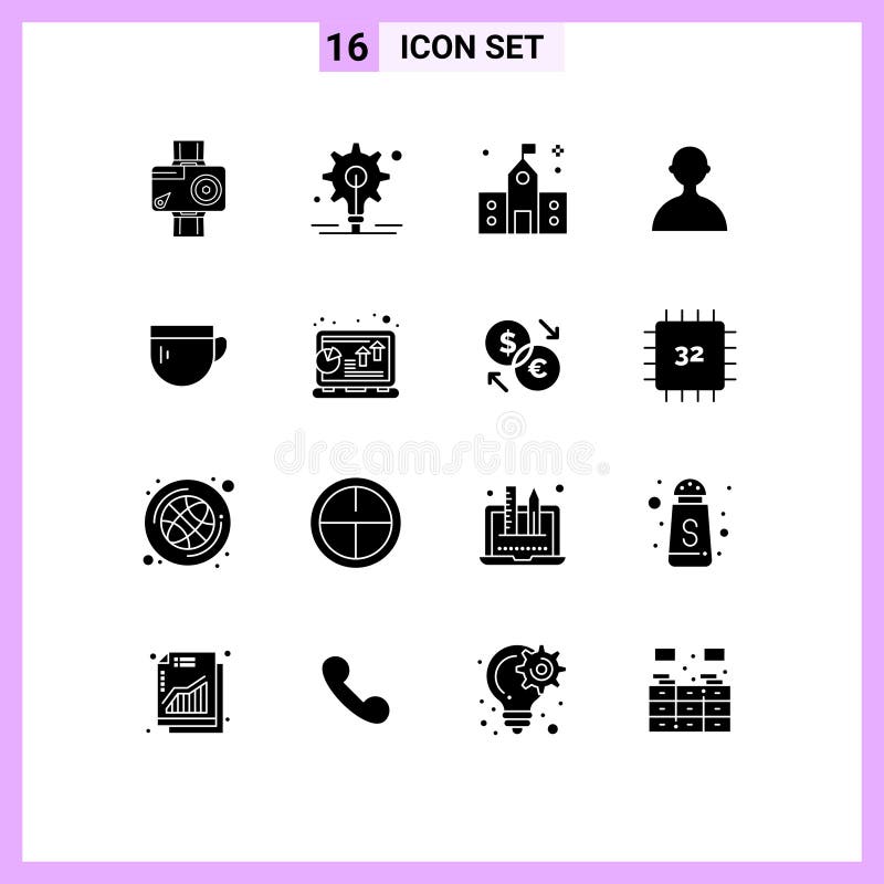 Mobile Interface Solid Glyph Set of 16 Pictograms of Tea, Basic ...