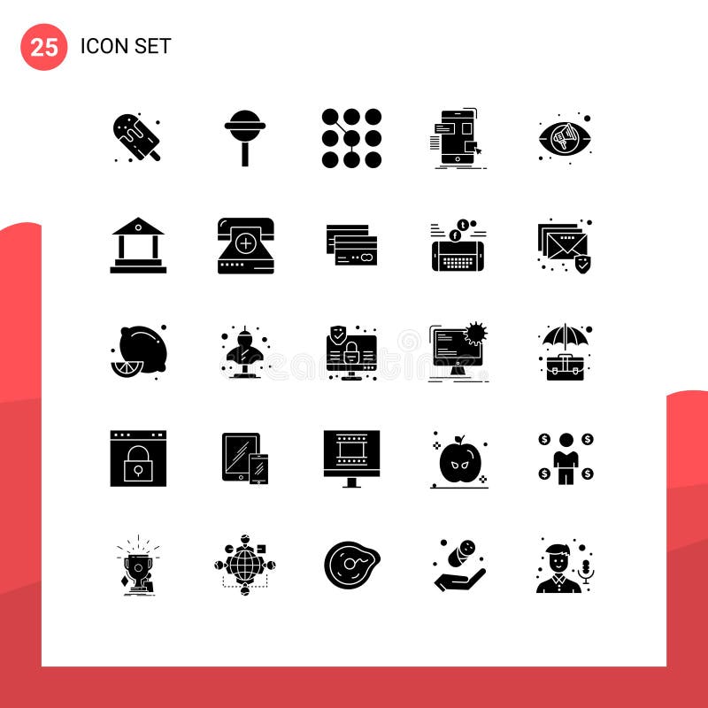 Mobile Interface Solid Glyph Set of 25 Pictograms of Ux, Design, Access ...