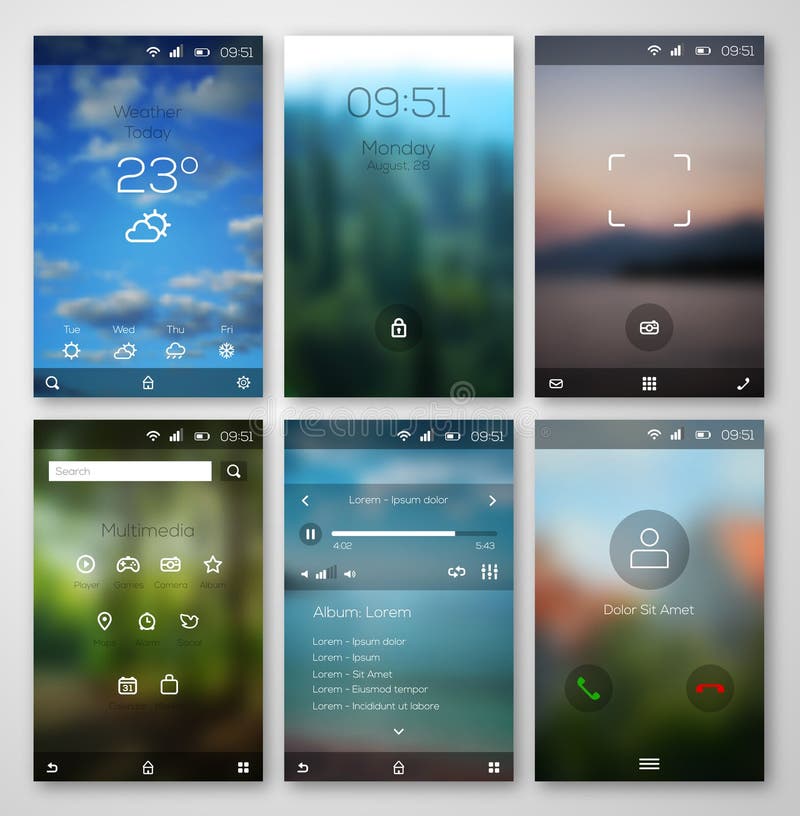 Mobile Interface Wallpaper Design and Icons. Stock Vector ...