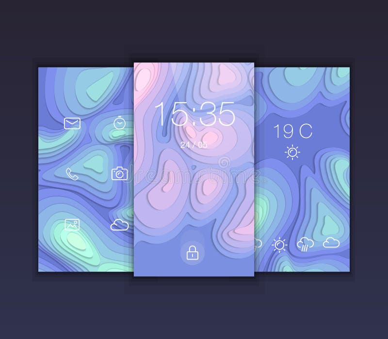 Mobile Interface Wallpaper Design. Set with Abstract Vector Back Stock ...