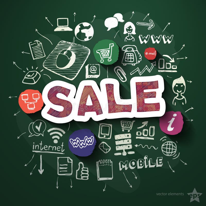 Mobile Internet Collage with Icons on Blackboard Stock Vector ...