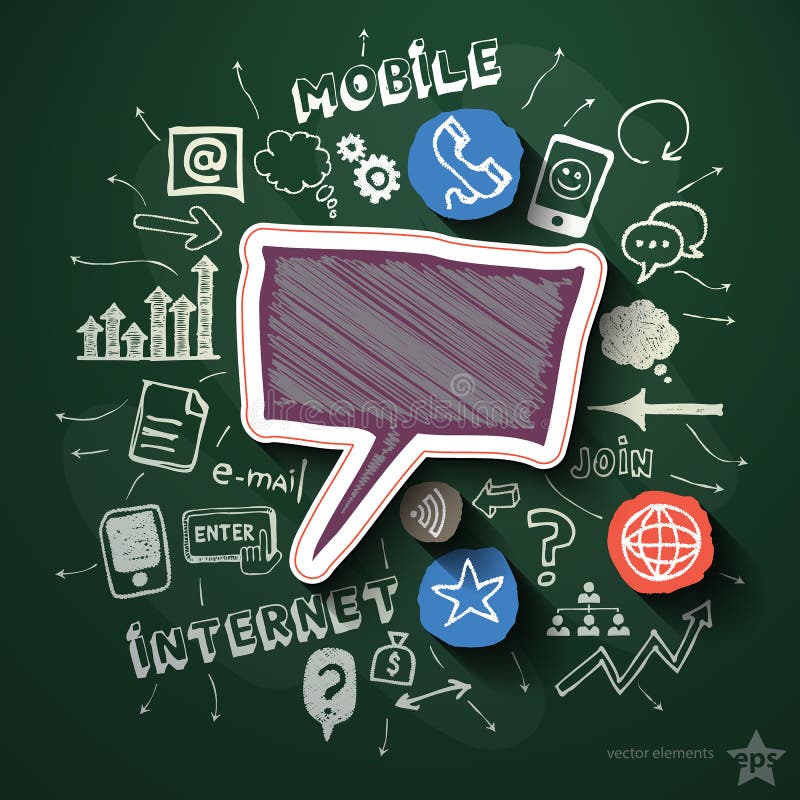 Mobile Internet Collage with Icons on Blackboard Stock Vector ...