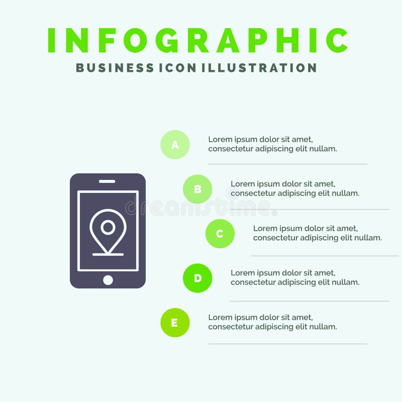Mobile, Internet, Location Solid Icon Infographics 5 Steps Presentation ...
