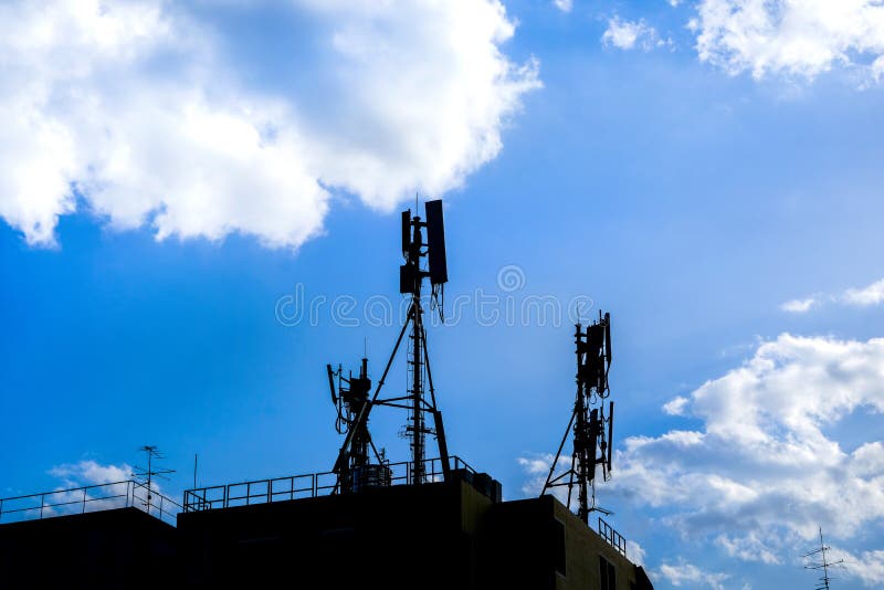 Mobile Internet Pole on Building 001 Stock Photo - Image of internet ...