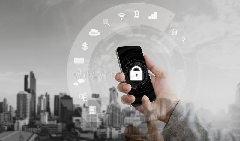 Mobile Application and Internet Online Security System. Hand Using ...