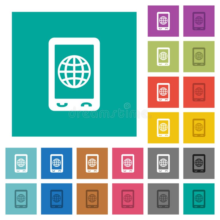 Mobile Internet Square Flat Multi Colored Icons Stock Vector ...