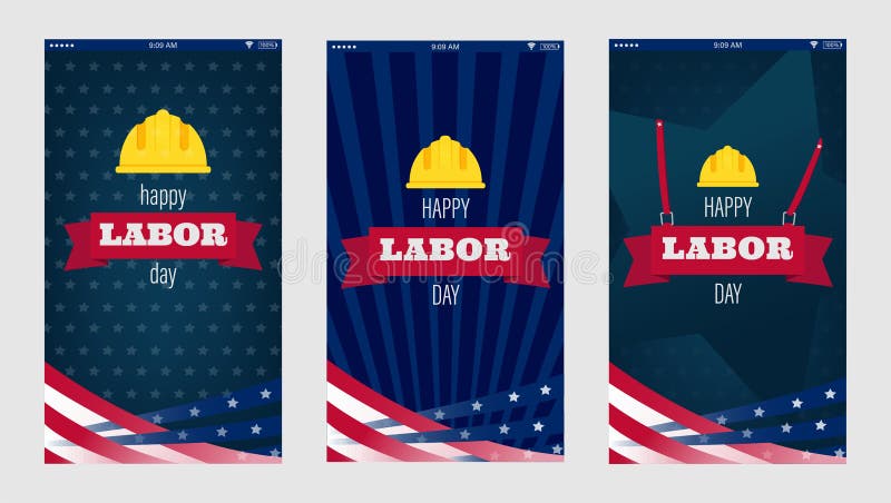 Happy Labor Day for Mobile Phone Screen Design. USA Labor Day Vertical ...
