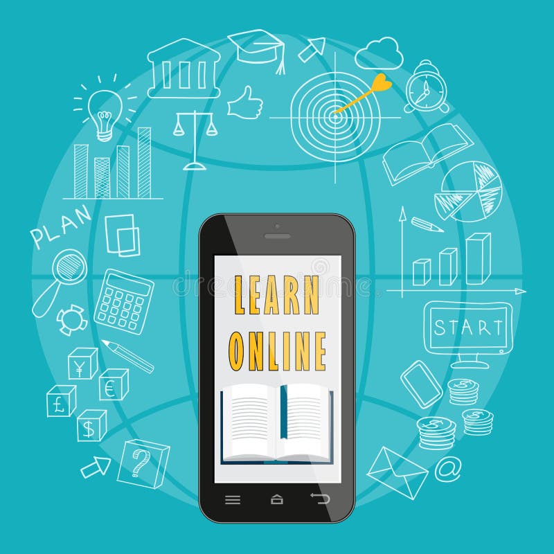Mobile learn online stock vector. Illustration of finance - 73738008