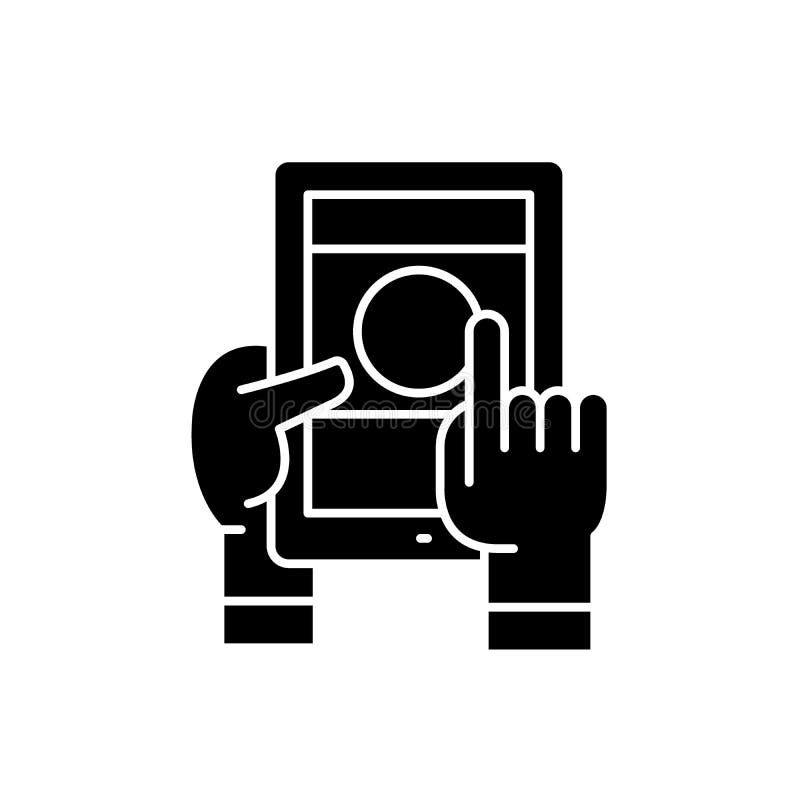 Mobile Learning Black Icon, Vector Sign on Isolated Background. Mobile ...