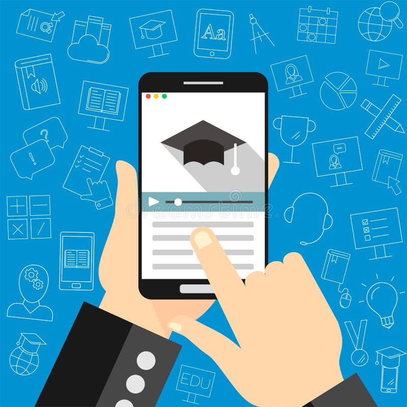 Mobile learning stock vector. Illustration of graduation - 44673472