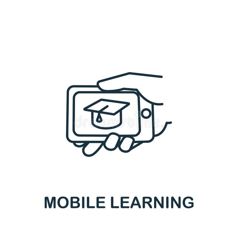 Mobile Learning Icon from E-learning Collection. Simple Line Element ...