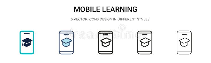 Mobile Learning Icon in Filled, Thin Line, Outline and Stroke Style ...