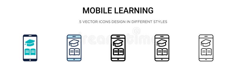 Mobile Learning Vector Icon on White Background. Flat Vector Mobile ...