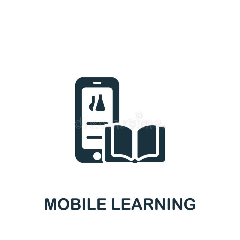 Mobile Learning Icon. Monochrome Simple E-Learning Icon for Templates ...