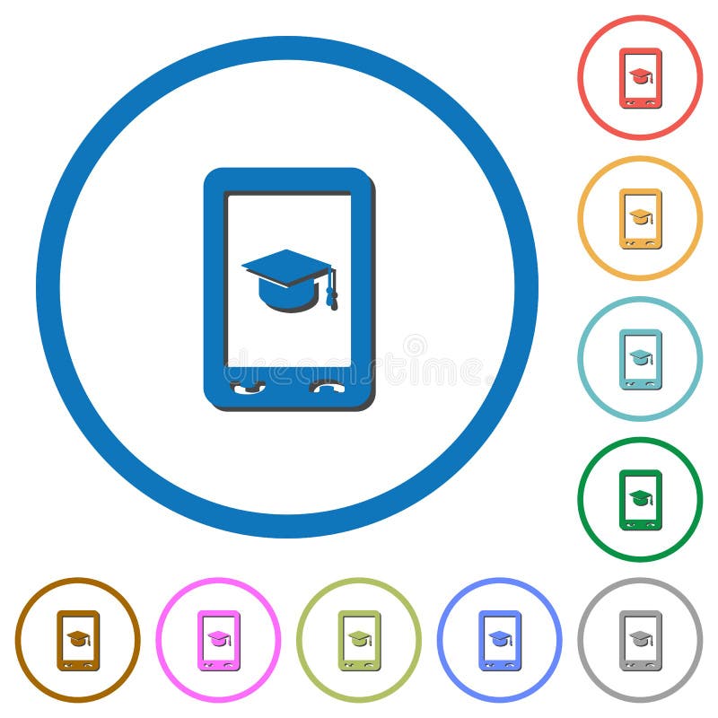 Mobile Learning Round Flat Multi Colored Icons Stock Vector ...