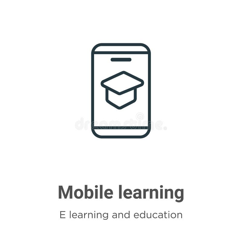 Mobile Learning Outline Vector Icon. Thin Line Black Mobile Learning ...