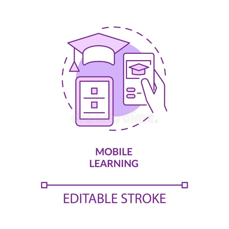 Mobile Learning Purple Concept Icon Stock Vector - Illustration of icon ...