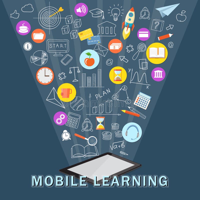 Mobile Learning with Tablet Stock Vector - Illustration of mobile ...