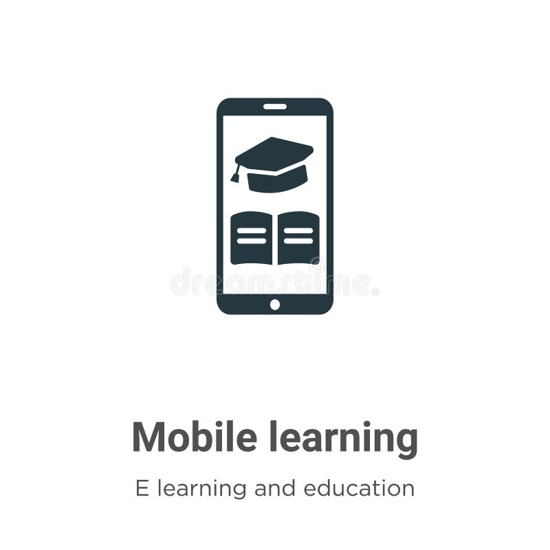Mobile Learning Vector Icon on White Background. Flat Vector Mobile ...
