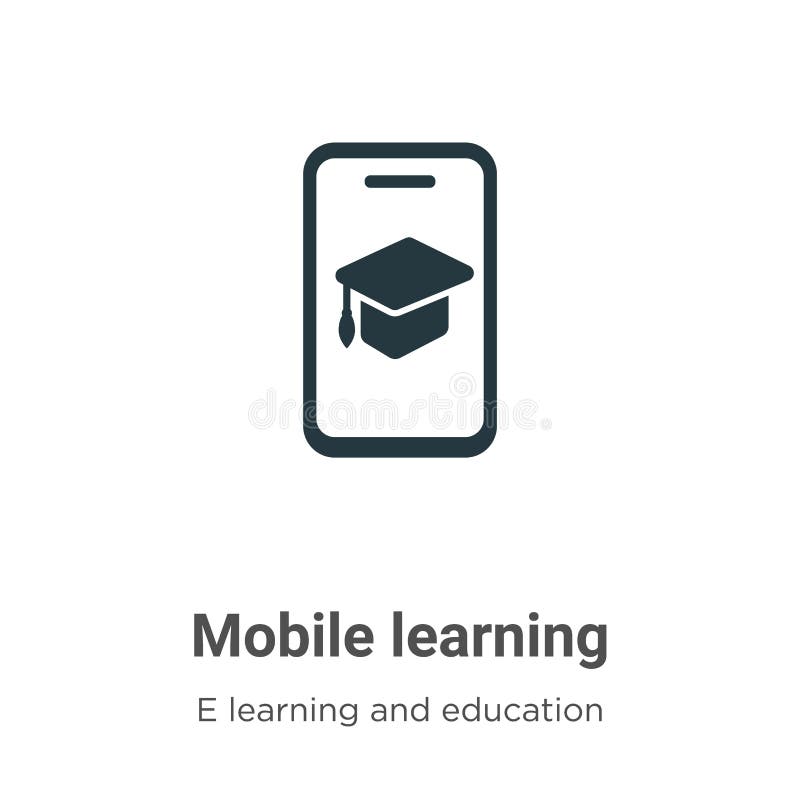Mobile Learning Vector Icon on White Background. Flat Vector Mobile ...