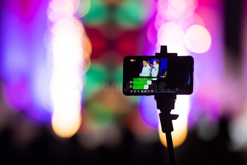 Mobile light on the stage stock image. Image of music - 146151729