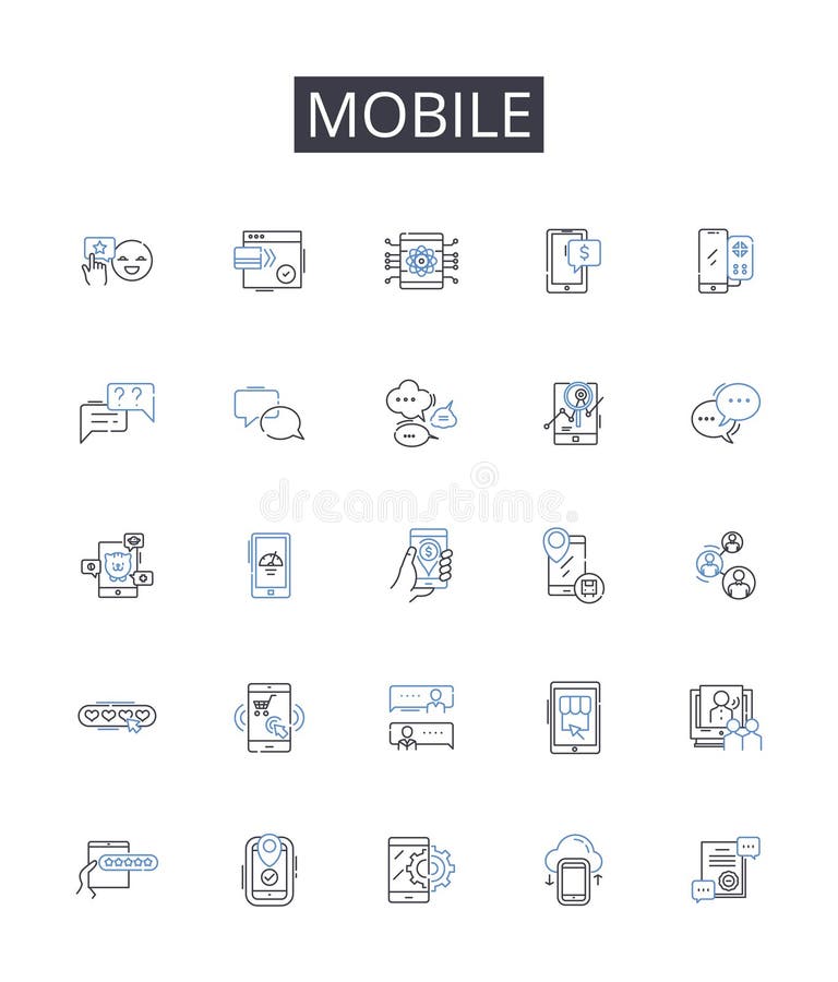 Mobile Line Icons Collection. Cellular, Handheld, Wireless, Portable ...