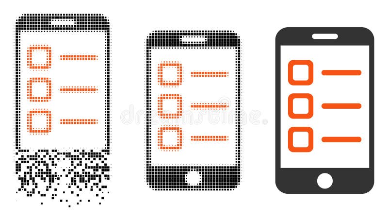 Decomposed Dot Halftone Mobile List Icon Stock Vector - Illustration of ...