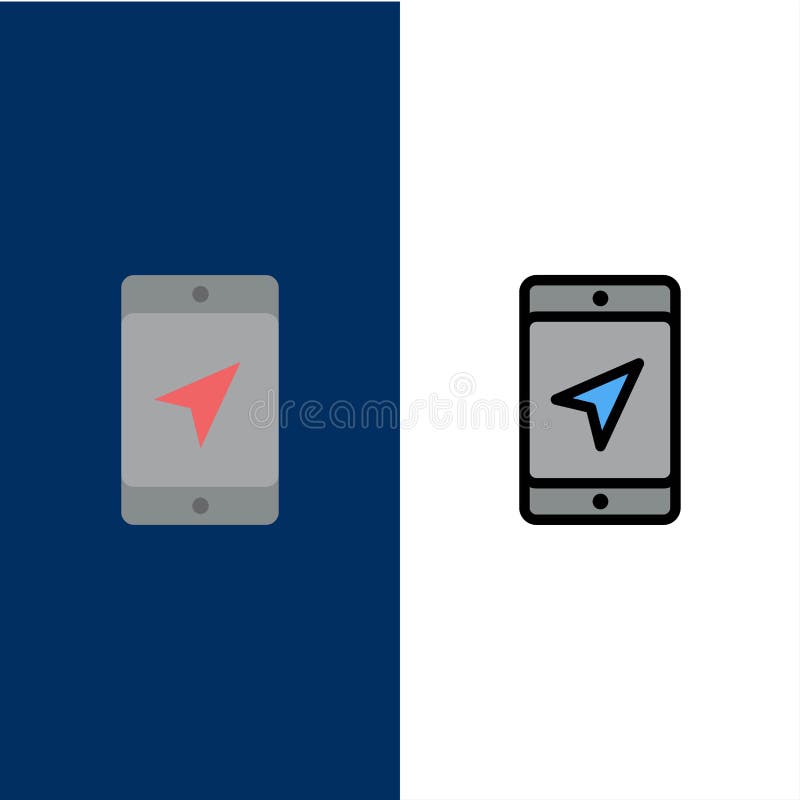 Mobile, Location, Map, Service Icons. Flat and Line Filled Icon Set ...