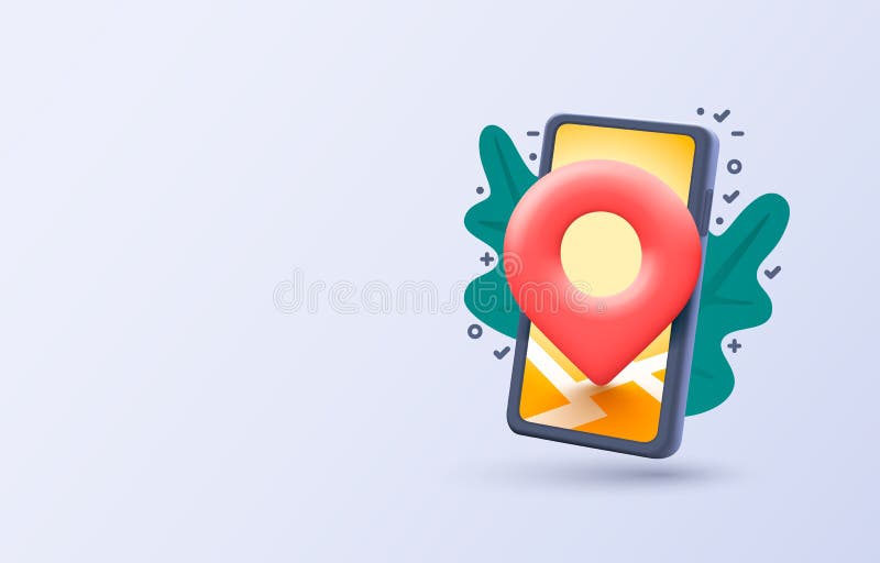 Mobile Location Service, Smartphone Route Screen, Technology Display ...