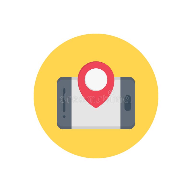 Mobile Location Vector Flat Colour Icon Stock Vector - Illustration of ...