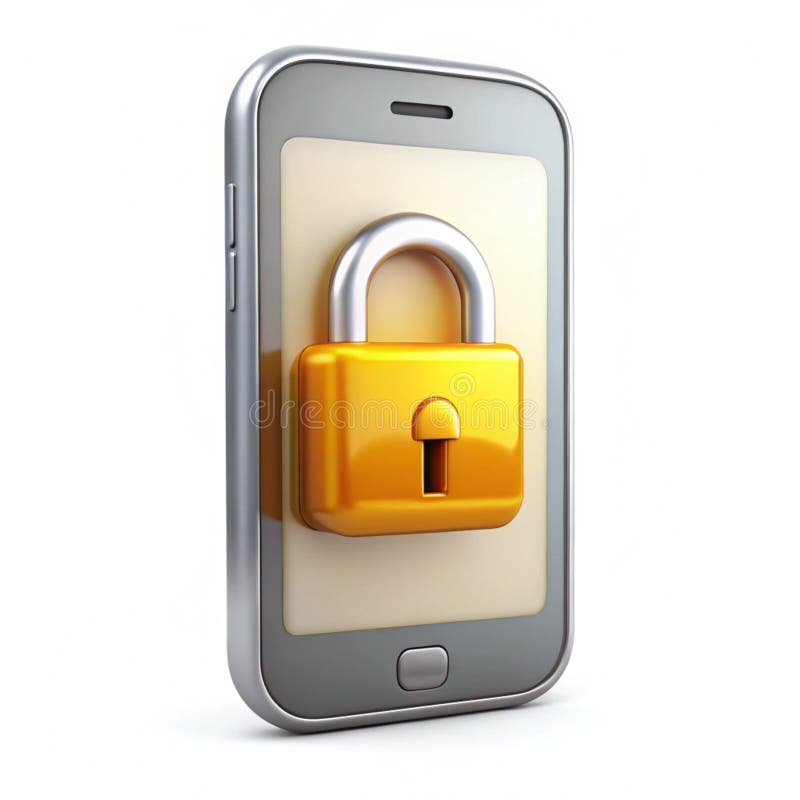 Mobile lock 3D icon stock illustration. Illustration of smartphone ...