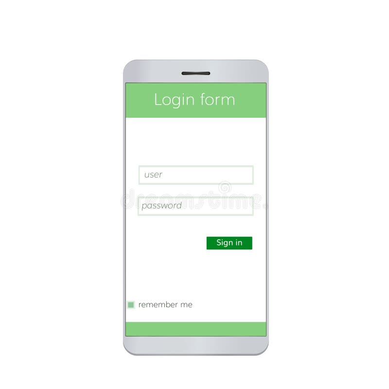 Mobile Login Form for Website. Sign in Interface for Mobile App Stock ...