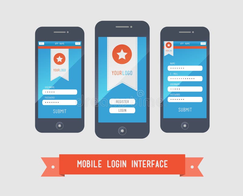 Mobile Login Interface Form Stock Vector - Illustration of entrance ... Mobile Login Interface Form Stock Vector - Illustration of entrance ...