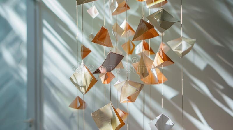 A Mobile Made from Various Types of Recycled Paper Dangling from the ...