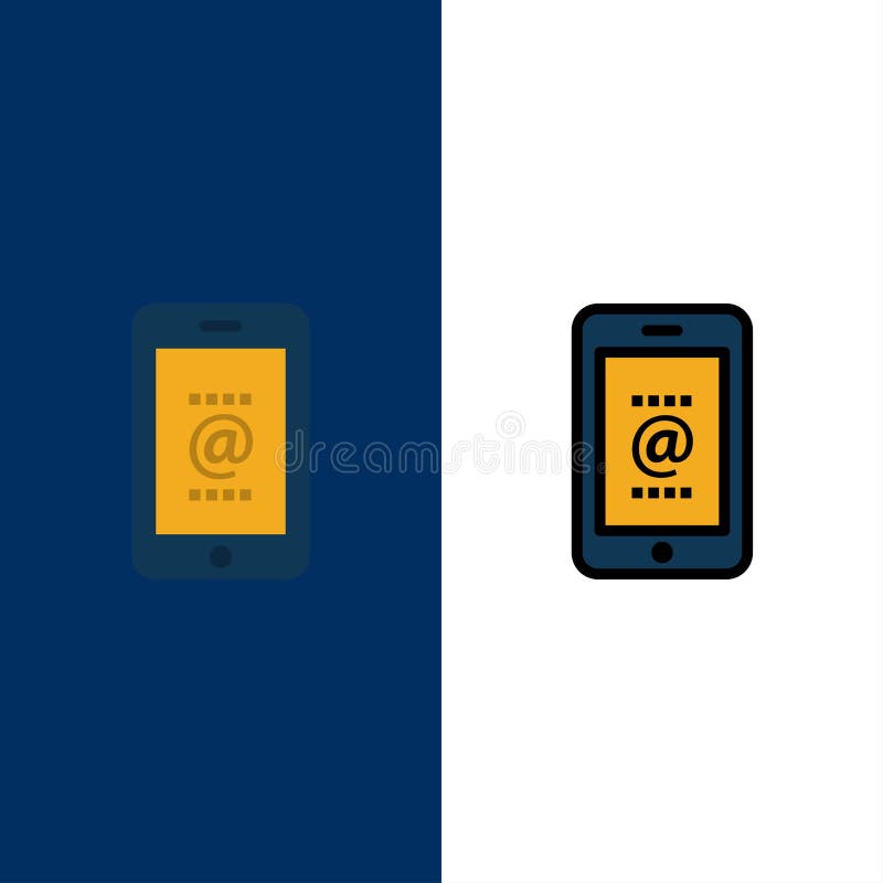 Mobile, Mail, Id, Phone, Icons. Flat and Line Filled Icon Set Vector ...