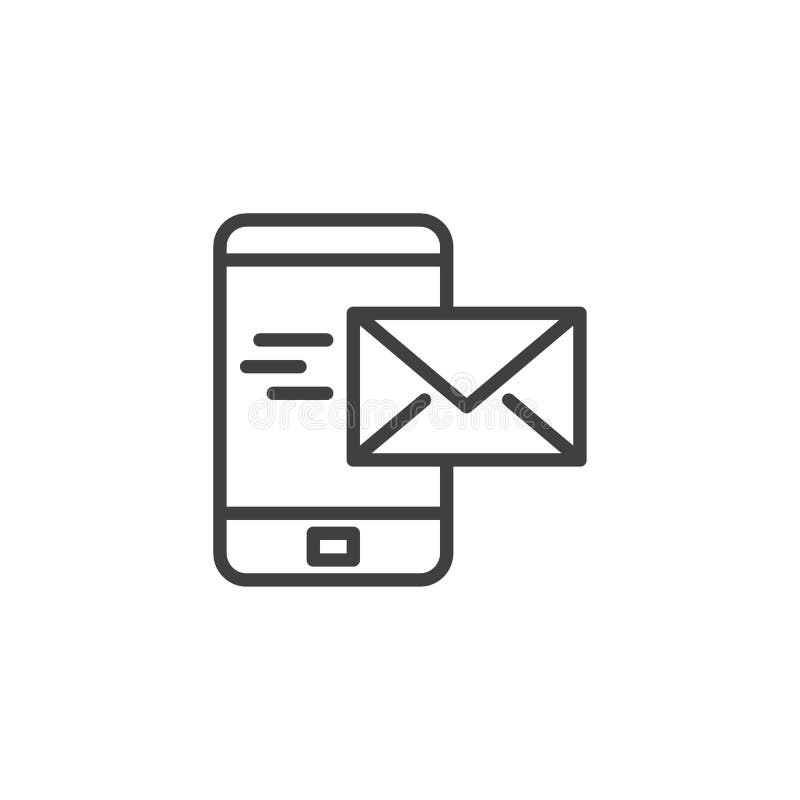 Mobile Mail Send Outline Icon Stock Vector - Illustration of outline ...
