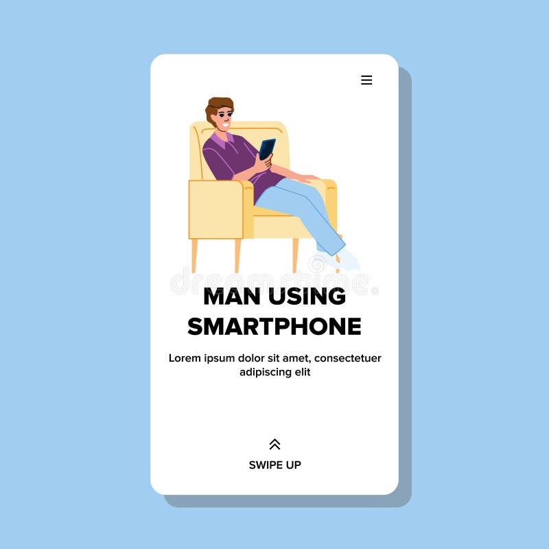 Mobile Man Using Smartphone Vector Stock Vector - Illustration of ...