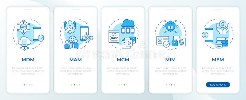 Mobile Management Platforms Blue Onboarding Mobile App Screen Stock ...