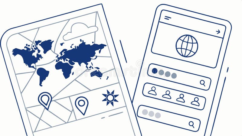 Mobile Map Interface, GPS Navigation, and Location Technology Vector ...