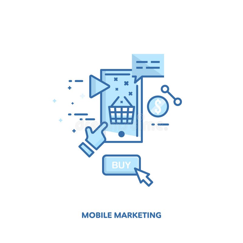 Mobile Marketing Concept Design. Vector Line Design. Stock Vector ...