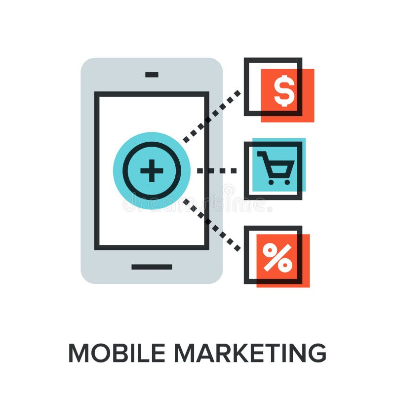 Mobile Marketing Flat Line Icon Design Concept Stock Vector ... Mobile Marketing Flat Line Icon Design Concept Stock Vector ...