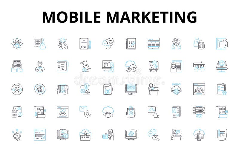 Mobile Marketing Linear Icons Set. Texts, SMS, MMS, Push, App, in-app ... Mobile Marketing Linear Icons Set. Texts, SMS, MMS, Push, App, in-app ...